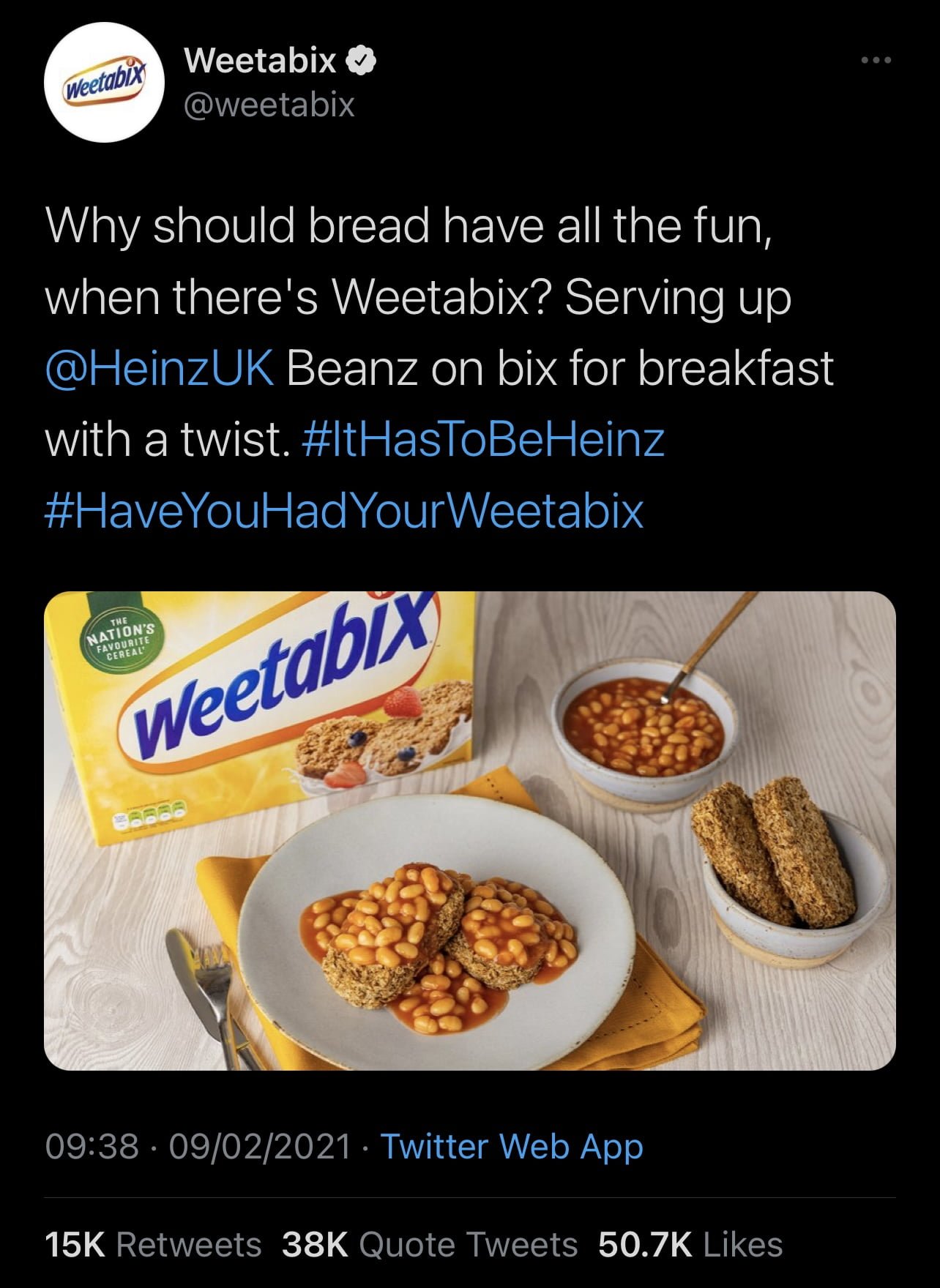 Weetabix tweet breaks record for most verified account replies - Gi Media