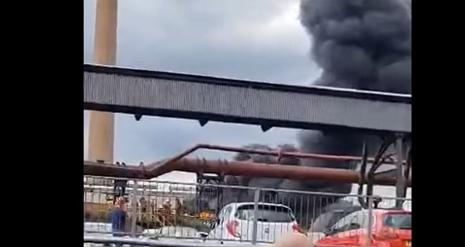 Emergency services attending large scale fire at Scunthorpe British ...